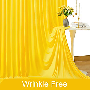 Yellow Backdrop Curtain for Parties Wrinkle Free Lemon Yellow Photo Curtains Backdrop Drapes Fabric Decoration for Birthday Party Wedding Baby Shower 5ft x 7ft,2 Panels