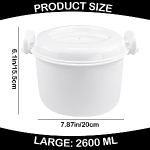 DOERDO Microwave Rice Cooker Round Microwave Food Container Vegetable Steamer Pot Microwave Cookware for Rice Chicken Pasta, 7.8x6.1 Inch