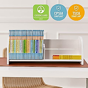 ECR4Kids Tabletop Book Display, Adjustable, Library Storage, White Wash