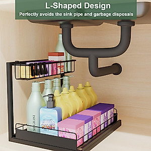 Under Sink Organizers and Storage, Terfik Under Sink Organizer, Pull Out Cabinet Organizer with Sliding Drawer, Multi-Use Under Cabinet Organizer, Under Sink Storage for Bathroom Kitchen Organization