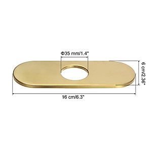 uxcell 2pcs 6 Inch Hole Cover Deck Plate Escutcheon, Stainless Steel Sink Cover Plate for Bathroom or Kitchen Sink Faucet, Oval Brushed Gold
