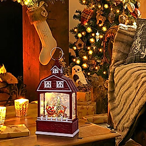 DRomance Christmas Music Snow Globe Lantern with 6 Hour Timer, USB Powered Battery Operated Lighted Water Singing Snow Globe for Mother’s Day Holiday Women Children Gift(Santa, 5 x 3.1 x 11.1 Inches)