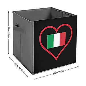 I Love Italian Red Heart Collapsible Storage Bins Basics Folding Fabric Storage Cubes Organizer Boxes with Handles