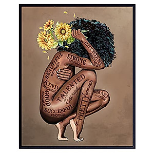 Black women Wall Art & Decor - Black Art - African American Wall Art - Afro Black Woman Wall Art - African American Women Wall Art - I Am - Positive affirmation Black Girl Magic Poster - UNFRAMED 8x10