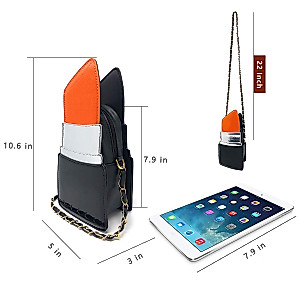 USTYLE Lipstick Shape Design Crossbody Bag, Evening Shopping Street Shoulder Bag Cell Phone Women Girl Cute Party Purse (orange)