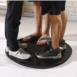 DOUKI Black Glass Lazy Susan Turntable For Dining Table, 20inch Tempered Glass Rotating Serving Tray For Table Top, Round Decorative Rotating Tray (Color : Black, Size : 36inch(90cm))