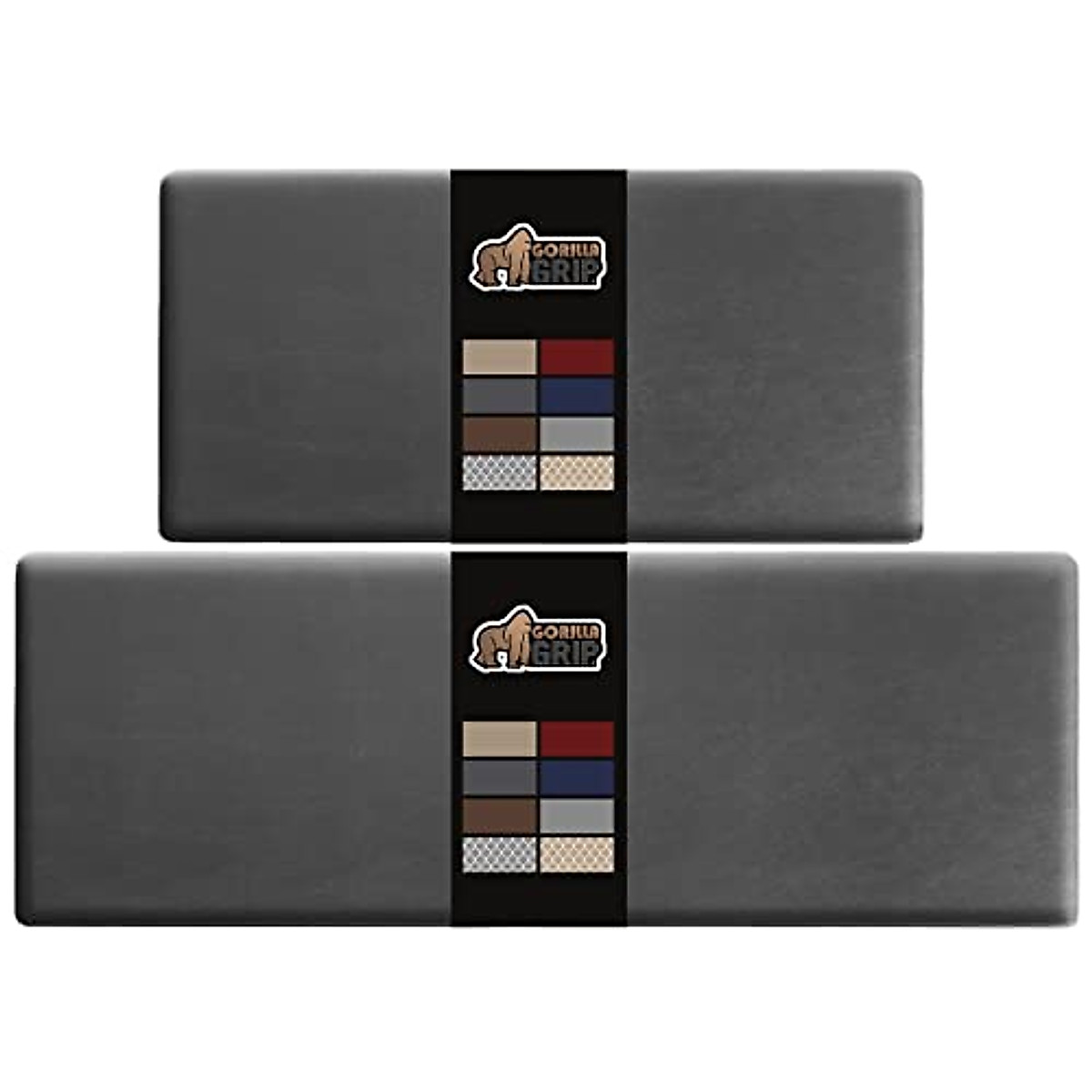 Gorilla Grip 2 Piece Anti Fatigue Cushioned Kitchen Floor Mat Set, Ergonomic Standing Office Desk Mats, Supportive Padded Memory Foam Rugs Waterproof Scratch Resistant Topside 17x29 and 17x59 Charcoal