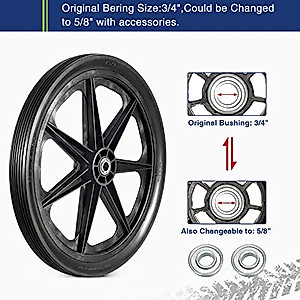 MaxAuto 20x2.0 Rim Flat Free Cart Tire Assembly for the Rubbermaid Garden Yard Cart, 2 Pack