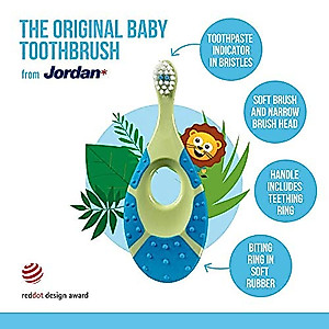 Jordan* ® | Step 1 Baby Toothbrush | 0-2 Years, Soft Bristles, BPA Free | 4 Pack