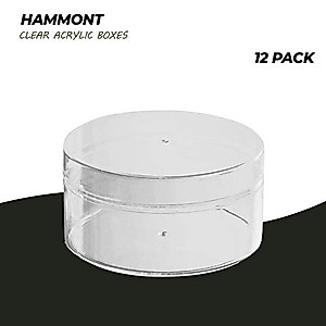 Hammont Clear Acrylic Boxes Round - 12 Pack - 4”x2” - Small Circle Lucite Containers for Candies, Gifts, Weddings, Party Favors, Treats & Accessories, Plastic Storage Boxes