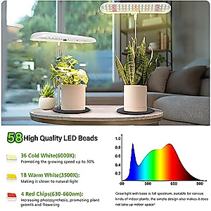 FOXGARDEN Grow Light, Full Spectrum Desktop Grow Lamp with Base, Bright LED Plant Light with Auto On/Off Timer 4/8/12H, 4 Dimmable Brightness, Height Adjustable, Ideal for Indoor Plants, 2 Packs