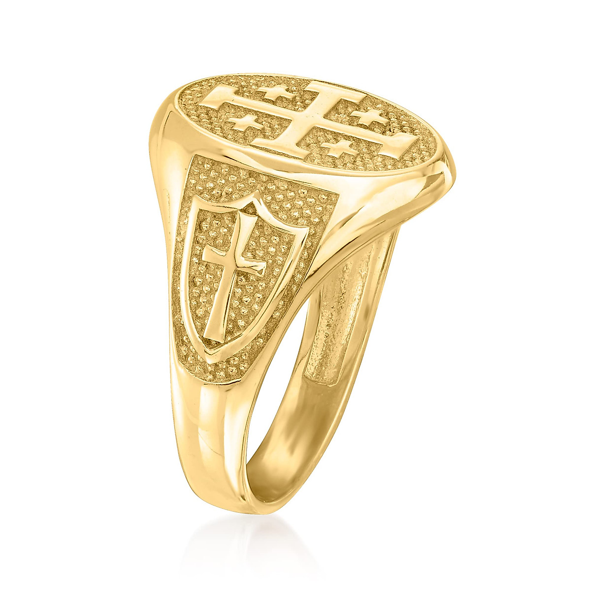 Ross-Simons 14kt Yellow Gold Multi-Cross Signet Ring. Size 9