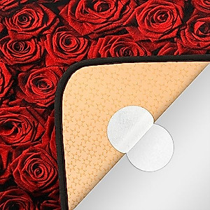 KOBLEN Red Rose Kitchen Rugs Non Slip Washable Absorbent Kitchen Mats 20x39 inch Cushioned Anti Fatigue Kitchen Floor Mats for in Front of Sink