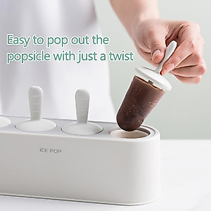 Popsicle Mold Set 4 Pieces Homemade Silicone Popsicle Maker Easy Release Ice Cream Molds Reusable DIY Pop Molds (Pink)