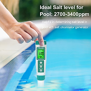 ORAPXI Salt Water Pool Tester Professional Salinity Meter for Sodium Chloride Swimming Pool and Spa Salt Tester Range 0-9000ppm