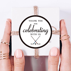 MAGJUCHE Hockey Thank You Stickers, Birthday Baby Shower Sticker Labels, Gifts, Decorations, 2 Inch Round, 40-Pack