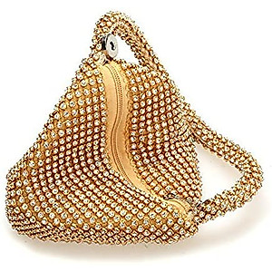 Women's Evening Clutch Bag Girls Sparkling Handbag Bag Bling Bling Rhinestones Wedding Prom Party Club Purses (Gold)…