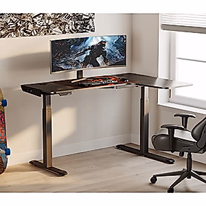 EUREKA ERGONOMIC L Shaped Standing Desk Right with Typhon Gaming Chair Green, 60 Inch Gaming Desk, Electric Height Adjustable Dual Motor, Rising Sit Stand Up Corner Desk for Computer Home Office