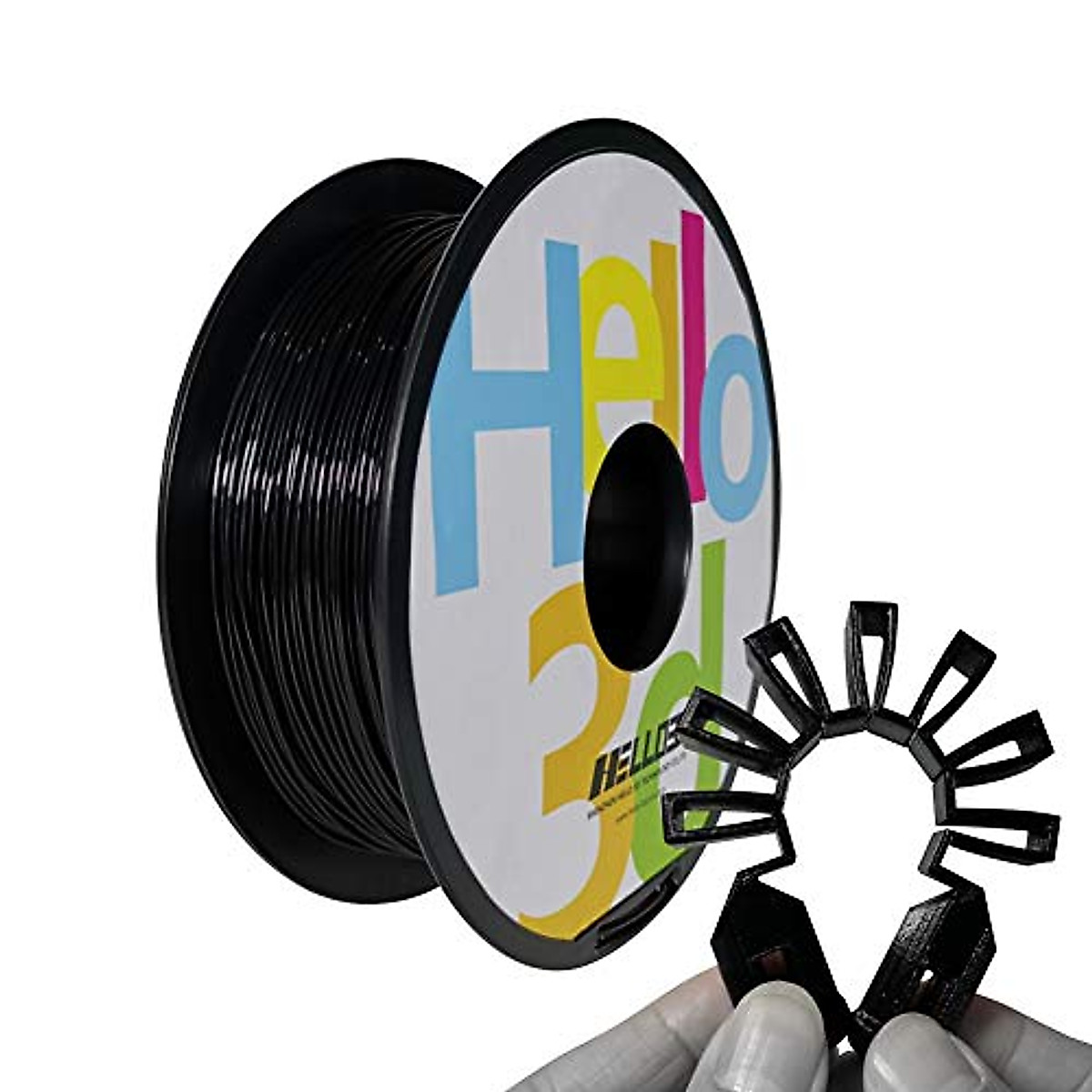 HELLO3D Black TPU Flexible 3D Filament, TPU Flexible Elastomer 3D Filament 1.75mm, 1.76LB per Spool