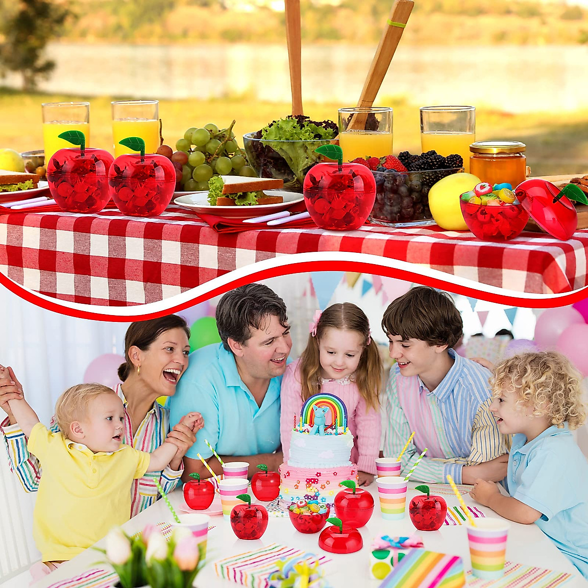 Tanlade Plastic Apple Container Valentine Apple Container Teacher Gifts Bulk Back to School Candy Holder Snow Party Apple Decorations for Valentine Wedding Christmas Party Favor(50 Pcs, Apple)