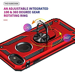 SunRemex Compatible with iPhone 8 Case iPhone 7 Case iPhone 6 Case iPhone 6s Case with Tempered Glass Screen Protector Military-Grade Protective Phone with Kickstand for iPhone 6/6s/7/8 (Red)