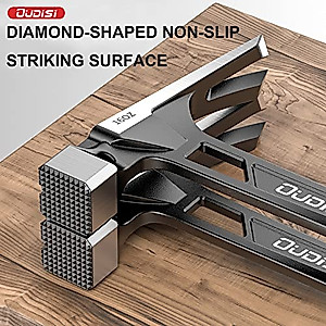 OUDISI Frame Hammer -16OZ Straight Claw Hammer, Integrally Forged Magnetic Roof Hammer With Magnetic Nail Puller, Shock-Absorbing Handle Nail Hammer, Steel Hammer, Hammer Tool