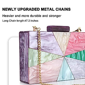 Acrylic Clutch Purses for Women Wedding : Multicolor Evening Crossbody Bag Marbling Handbags with Detachable Chain for Party Bridal Prom Ladies Girls (Purple)