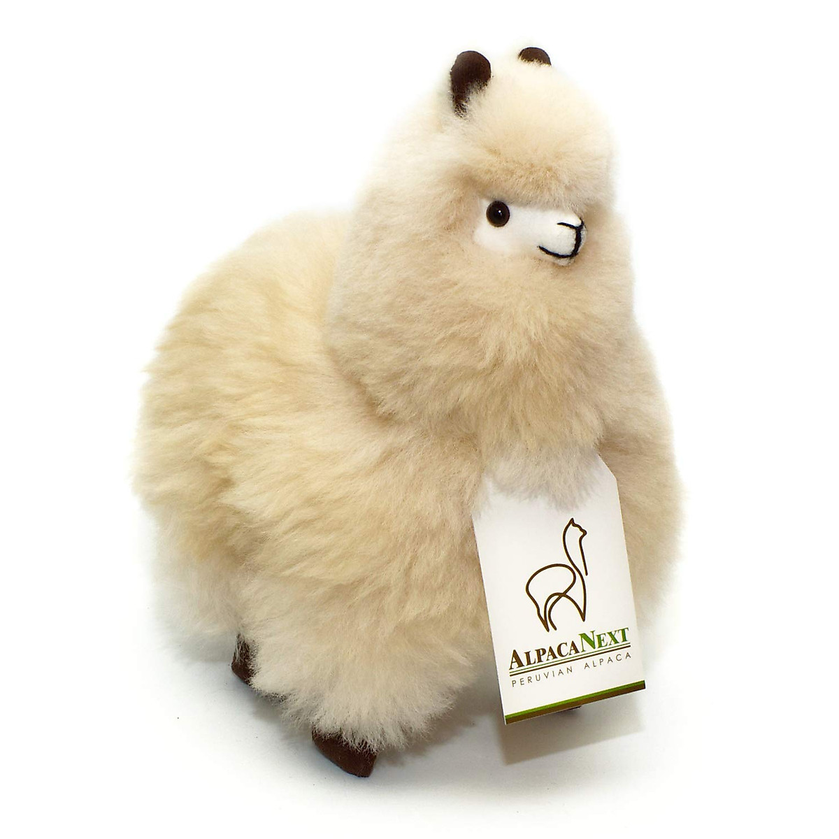 AlpacaNext Llama Stuffed Animal – 9 inch. Cute, Soft and Cuddly Alpaca Plush Toy Handcrafted on Real Alpaka Natural Fur (9 inches, Beige)
