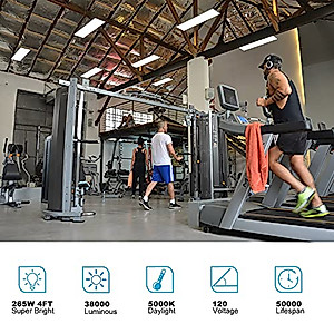 Lightdot 2 Pack LED High Bay Shop Light, 4FT (Large Area Illumination) 265W 38000LM [Eqv.1000W MH/HPS] 5000K Daylight Linear Hanging Light for Warehouse, Energy Saving Upto 10000KW/5Yrs(5Hrs/Day)