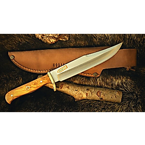 SGB Puma Bowie Olive Wood Hunting Knife with Leather Sheath