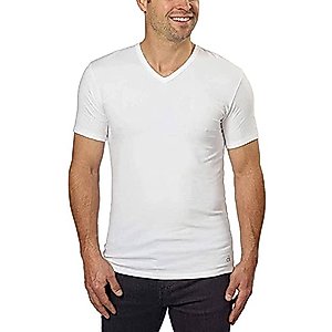 Calvin Klein Cotton Stretch V-Neck, Classic Fit T-Shirt, Men's (3-pack) (White or Black) (White, Large)