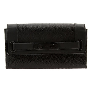 COACH Womens Pebbled Leather Coach Swagger Wallet Black One Size