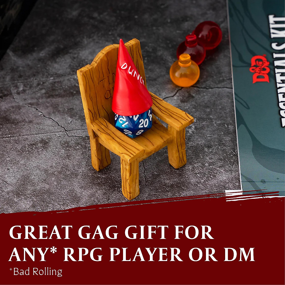 LYNX DND Dice Jail - Time Out Chair & Dunce Hat Punish Your Bad in Our of Shame Accessories/Gift for Dungeons and Dragons. Miniature Cap Works All D&D D20, D10, D8, D6, D4