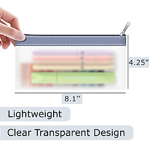 BIPEND 6 Pack Clear Pencil Pouch with Zipper, Pencil Case, Small Pencil Bag, Clear Makeup Pouch, Pen Holder, Money Organizer for Cash