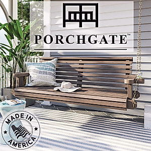 Porchgate Amish Heavy Duty 800 Lb Roll Comfort Treated Porch Swing W/Chains (5 Foot, Warm Walnut Stain)