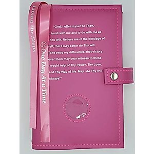 Culver Enterprises Paperback Giant Print Deluxe Double Alcoholics Anonymous AA Big Book & 12 Steps & 12 Traditions Book Cover Coin Holder Third Step Prayer Pink