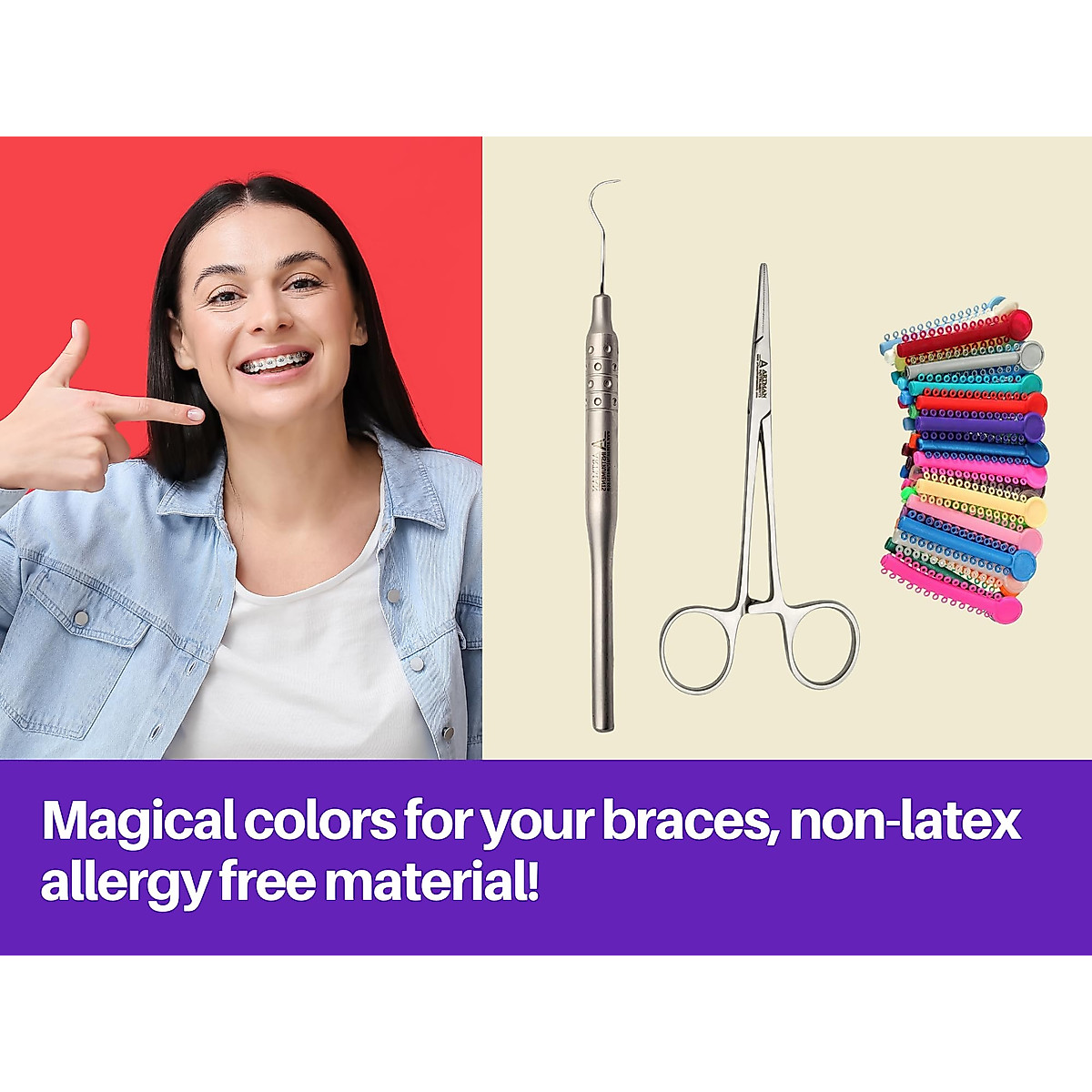 Dental Braces Color Changing Kit, Orthodontic Ties Changing kit, Change The Color of Your Braces Yourself in Minutes Ligas para Brackets Ortodoncia