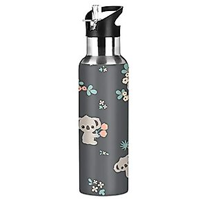 Cute Koala Water Bottle Kids Stainless Steel Vacuum Insulated Water Flask Sandard Mouth Bottle with Wide Handle
