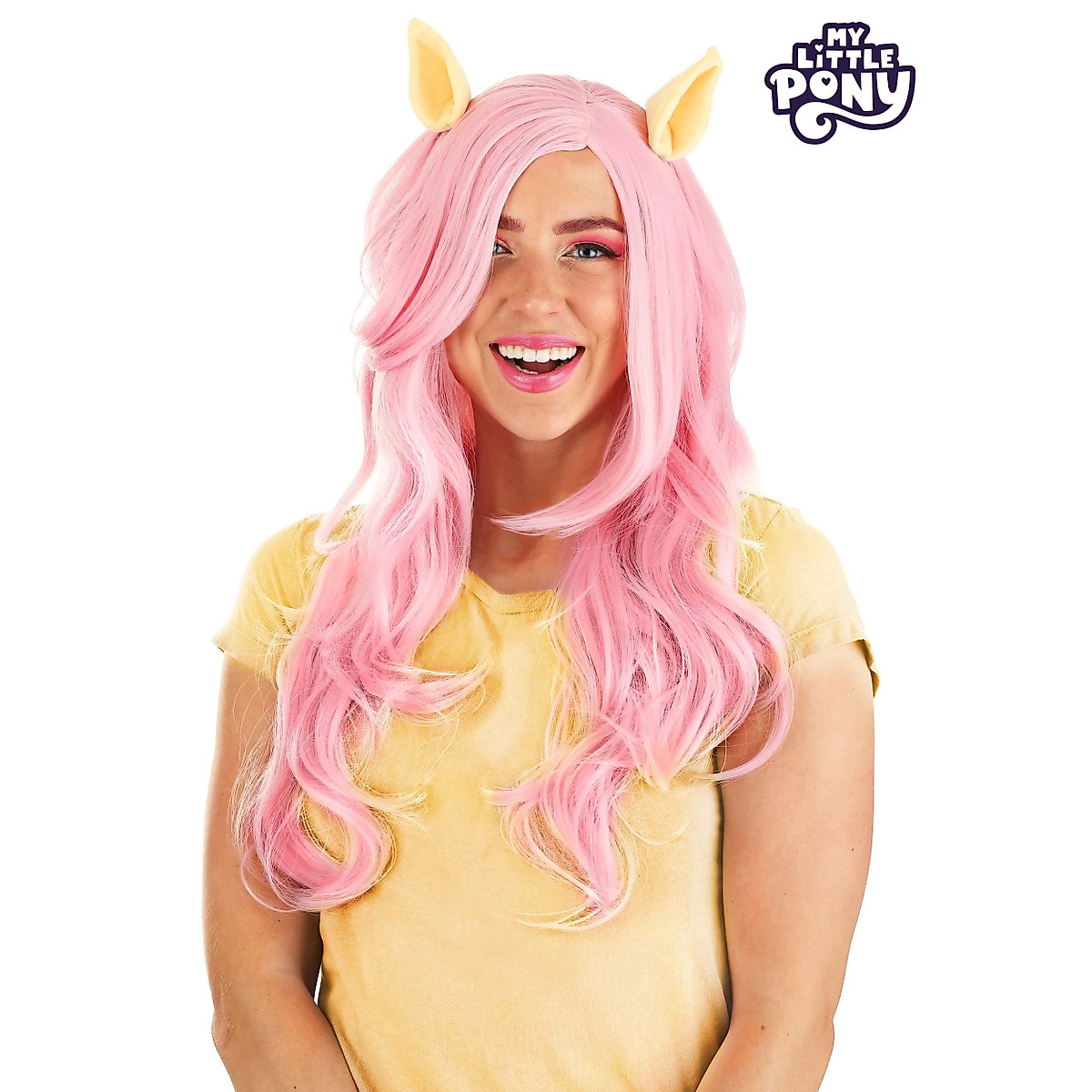 Fun Costumes Women's My Little Pony Fluttershy Wig Long Wavy Hair | Officially Licensed Pink Fluttershy Pony
