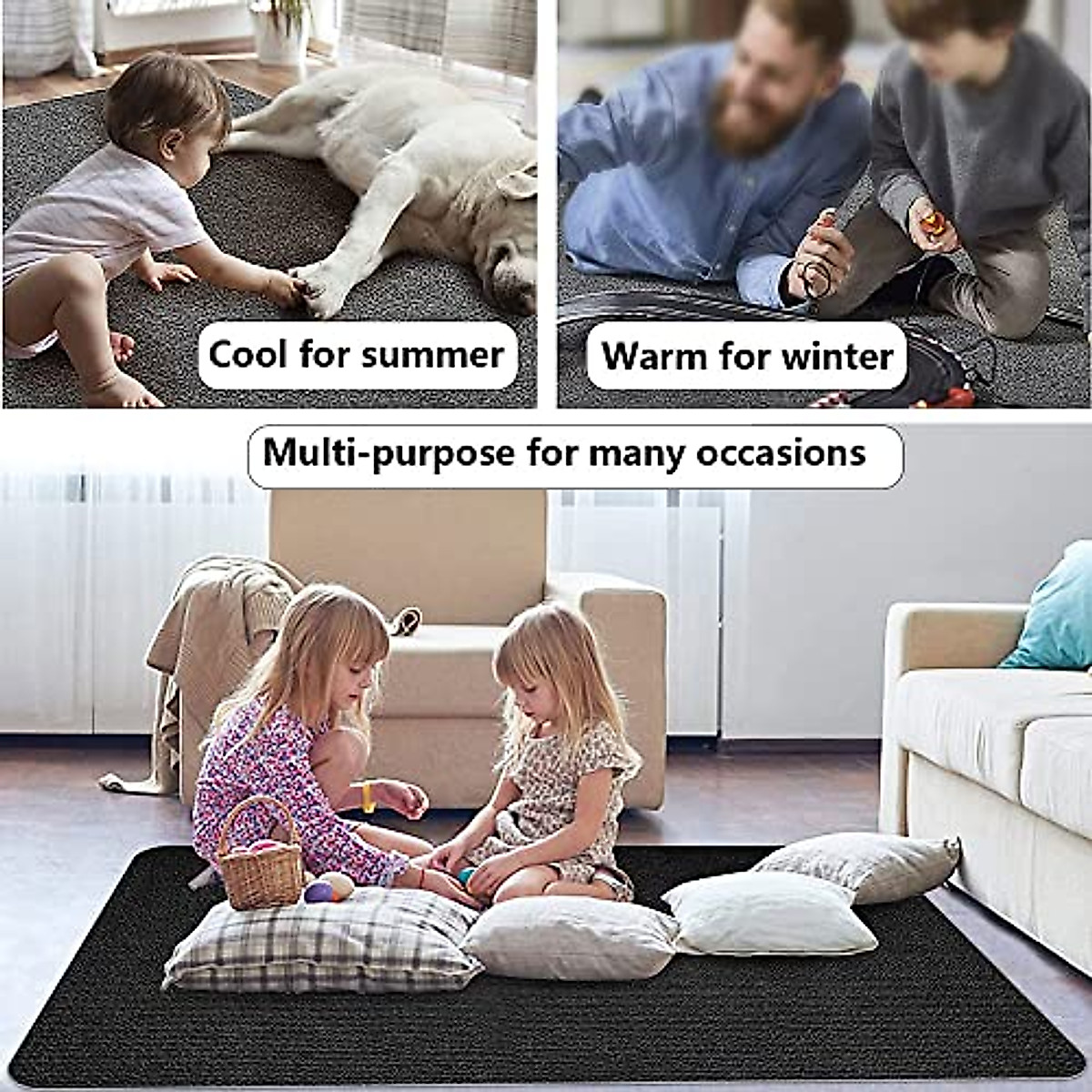 Jakarl Office Rolling Chair Mat for Hardwood Tile Floor, Computer Gaming Under Desk Low-Pile Rug, Large Anti-Slip Floor Protector Mat for Home Work (Black, 36" X 55")