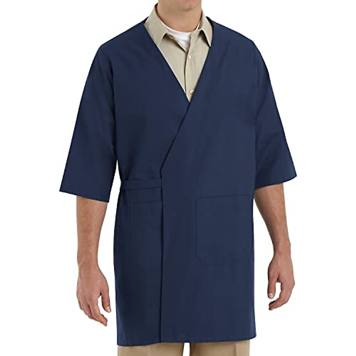 Red Kap Men's CollarleShort Sleeve Butcher Wrap, Navy, X-Large