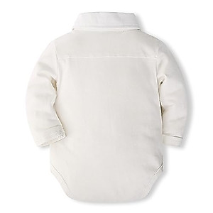 SALNIER Baby Boy Dress Suit Clothes Sets Infant Tuxedo Gentleman Suits Outfits Bowtie Shirt Suspenders Pants Beret Hat 0-24M(Gray 2,12-18 Months)