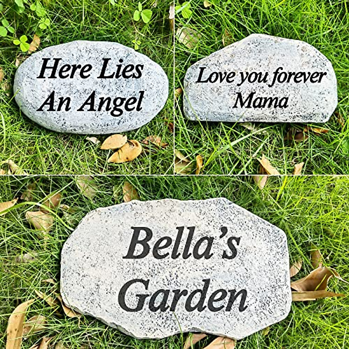 Zatanmulo Personalized Garden Stones Engraved with Any Message, Resin Simulated Fake Rocks, Laser Engraved Garden Welcome Stones, Memorial Stones, Outdoor Decorative Stones