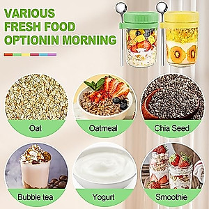 Seffora Overnight Oats Containers with Lids and Spoons,6 Pack 16oz Mason Oatmeal Container Jar with Airtight Lids, Large Capacity for Yogurt Chid Pudding Meal Prep Containers
