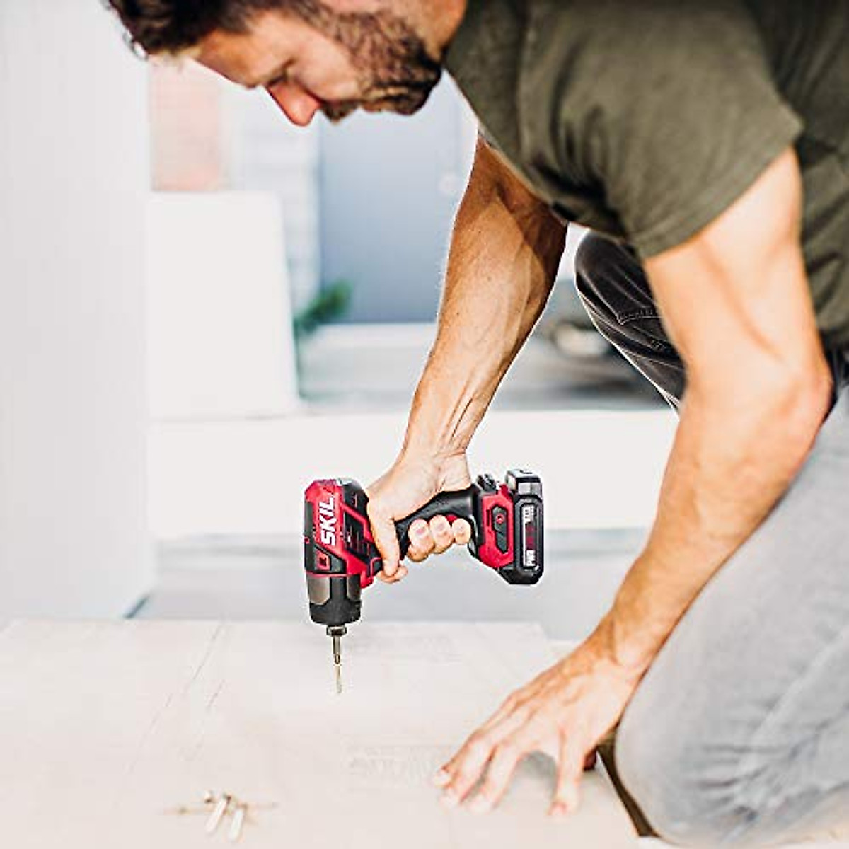 SKIL 2-Tool Drill Combo Kit: PWR CORE 12 Brushless 12V 1/2" Cordless Drill Driver & Brushless 1/4" Hex Cordless Impact Driver, Includes 2.0Ah Lithium Battery & PWR JUMP Charger - CB742901, Red
