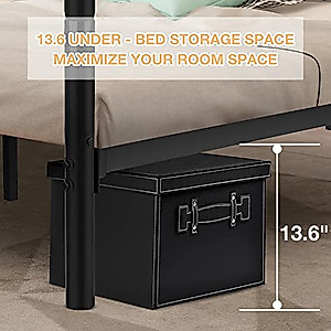 Pliwier Metal Canopy Platform Bed Frame, Queen Size Metal Bed Frame with Headboard, Heavy Duty Steel Slat Support, No Box Spring Needed, Easy Assembly (Queen (U.S. Standard))