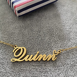 RONKAHSHOW Alayna Custom Pendant Name Necklace Customized Personalized 18K Gold with Heart Necklace Best Gift for Women New Year Birthday Mother’s day Christmas wedding Party Gold