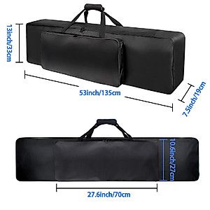 NKTM 88 Key Keyboard Case, 53.5"x12.6"x6.3" Electric Keyboard Bag Piano Gig Bag with Handles and Adjustable Shoulder Straps Keyboard Gig Bag - Black