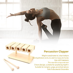 Wood Percussion Block Maple Percussion Rhythm Clapper 5 Tones with Hammer for Temples Yoga Preschool Education Venues