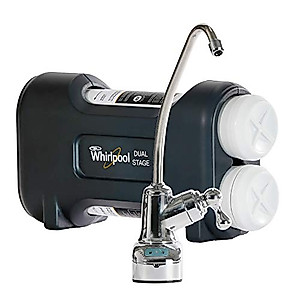 Whirlpool WHADUS5 Under Sink Water Filtration System with Chrome Faucet | Extra Long Life | Easy to Replace 2-Stage UltraEase Filter Cartridges, 1, Blue